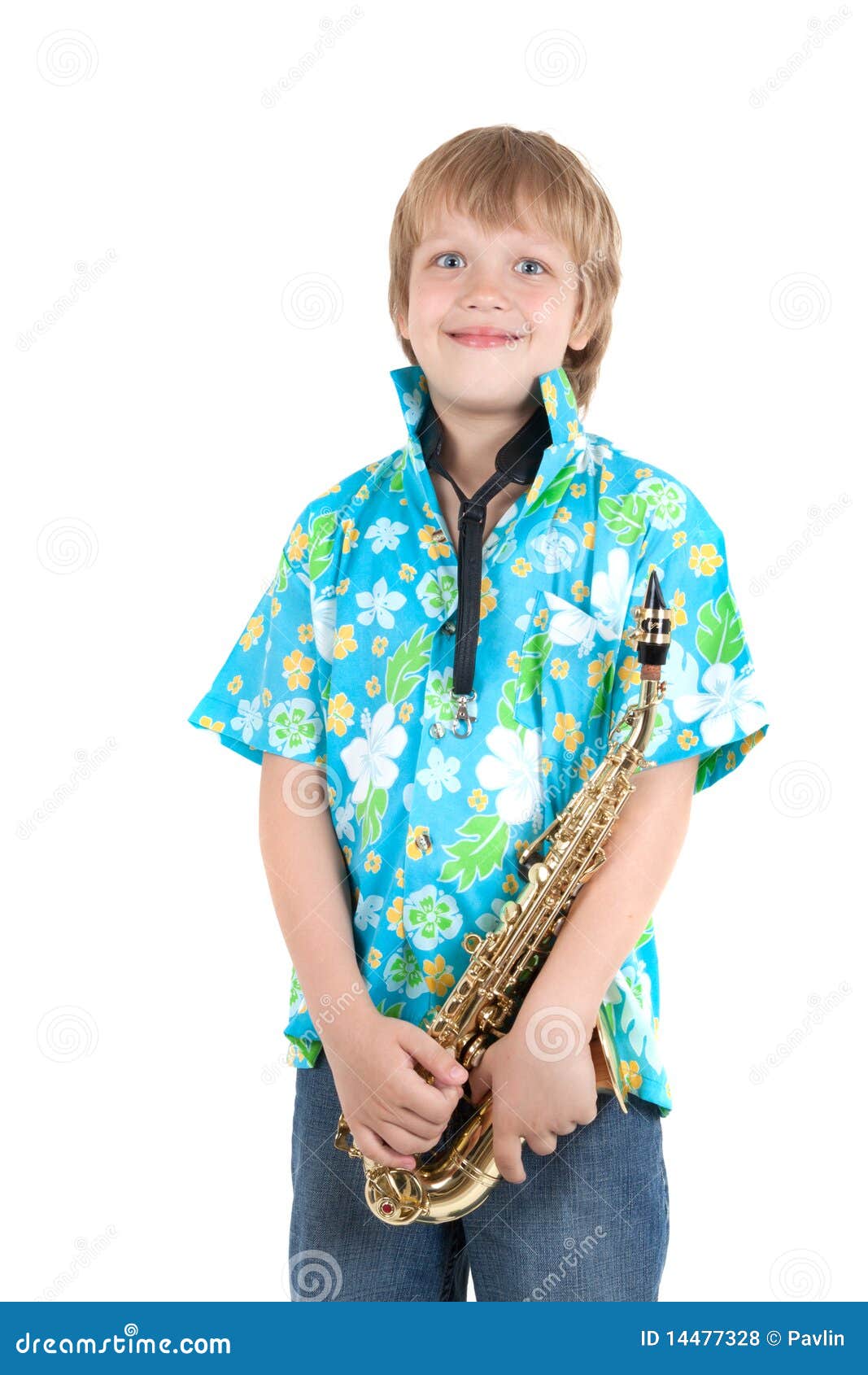 Boy with saxophone stock photo. Image of little, isolated - 14477328