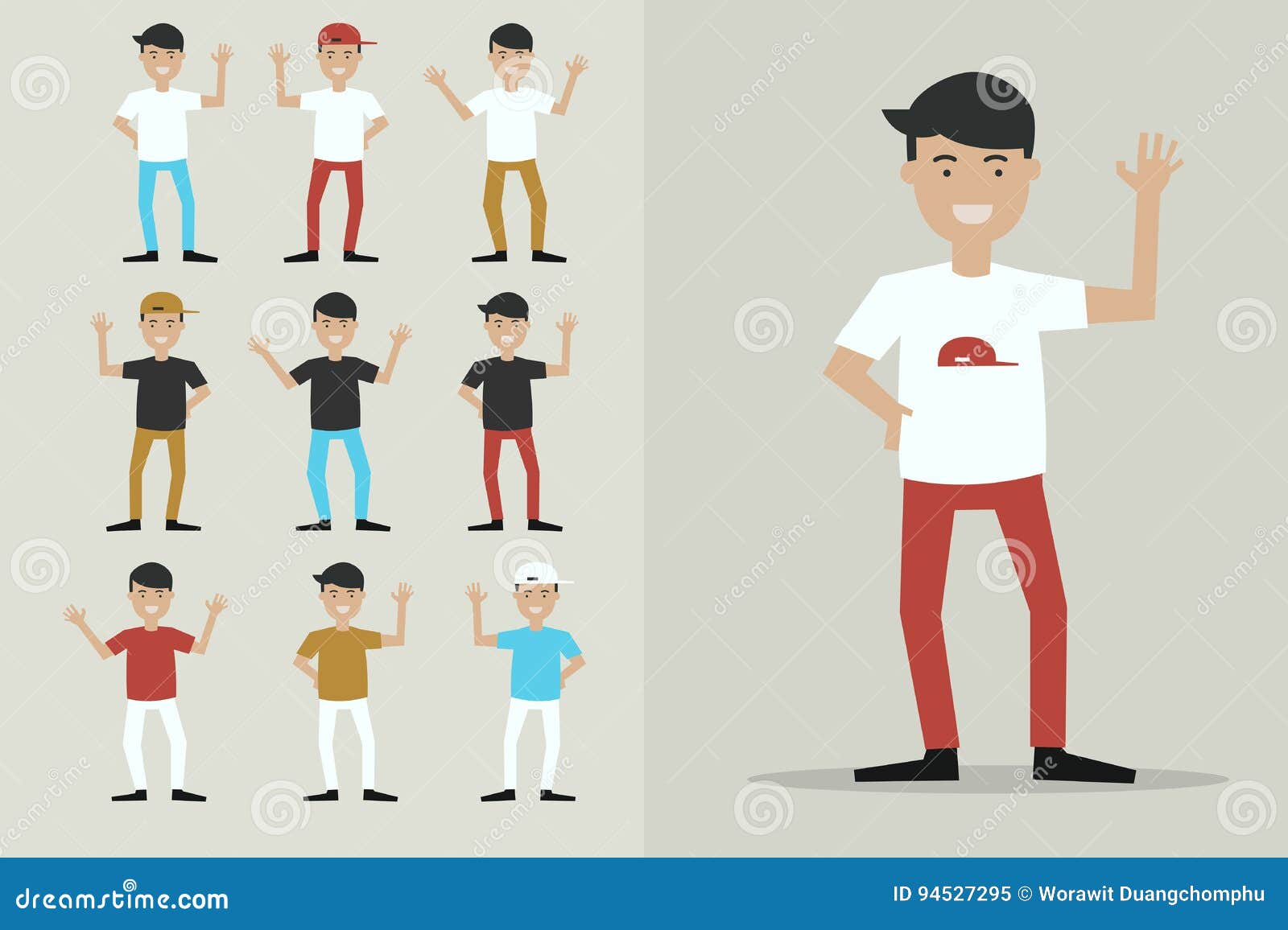 Boy Say Goodbye Characters Set. Stock Vector - Illustration of human ...
