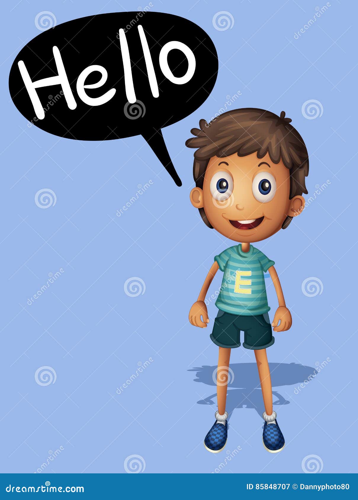 Boy Saying Hello on Blue Background Stock Vector - Illustration of ...