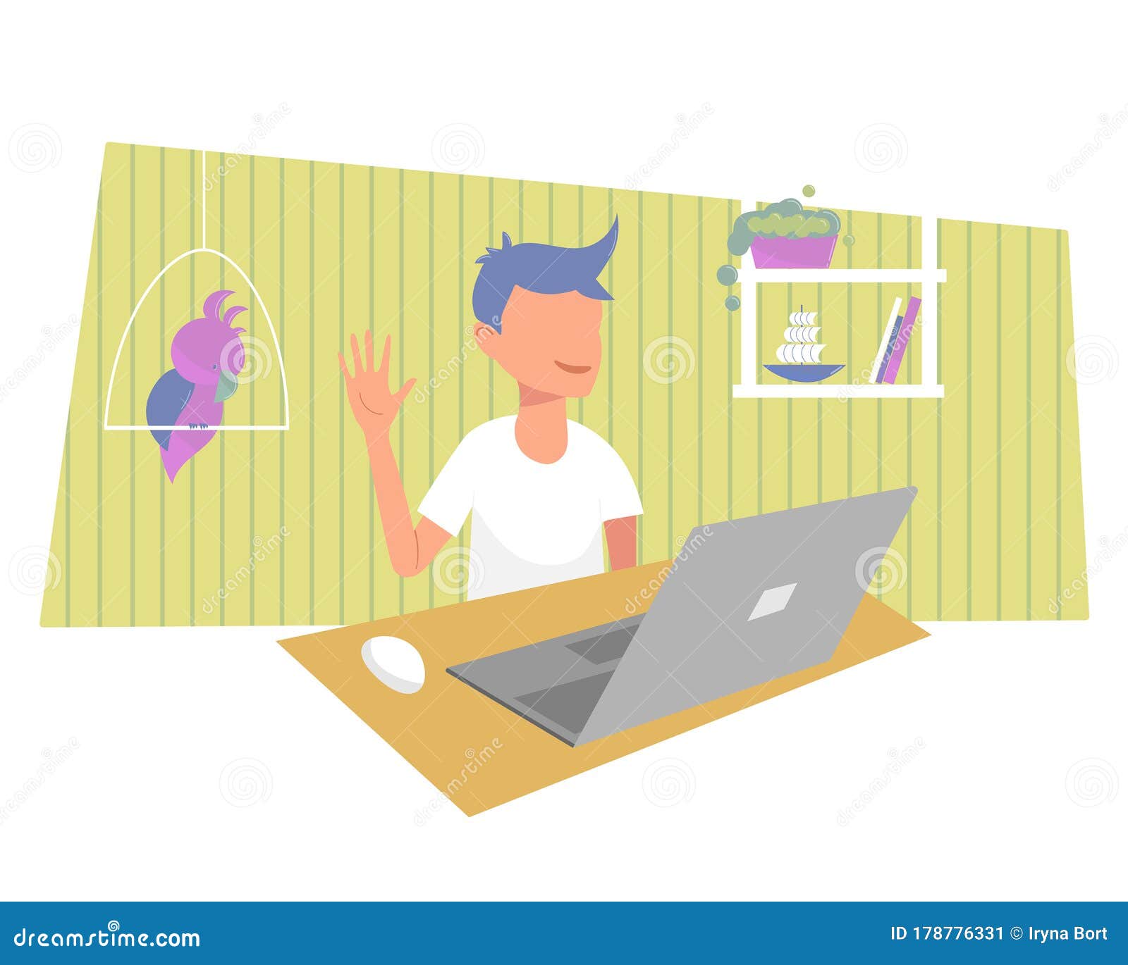 Boy Saying Hello in Educational Class Stock Vector - Illustration of ...