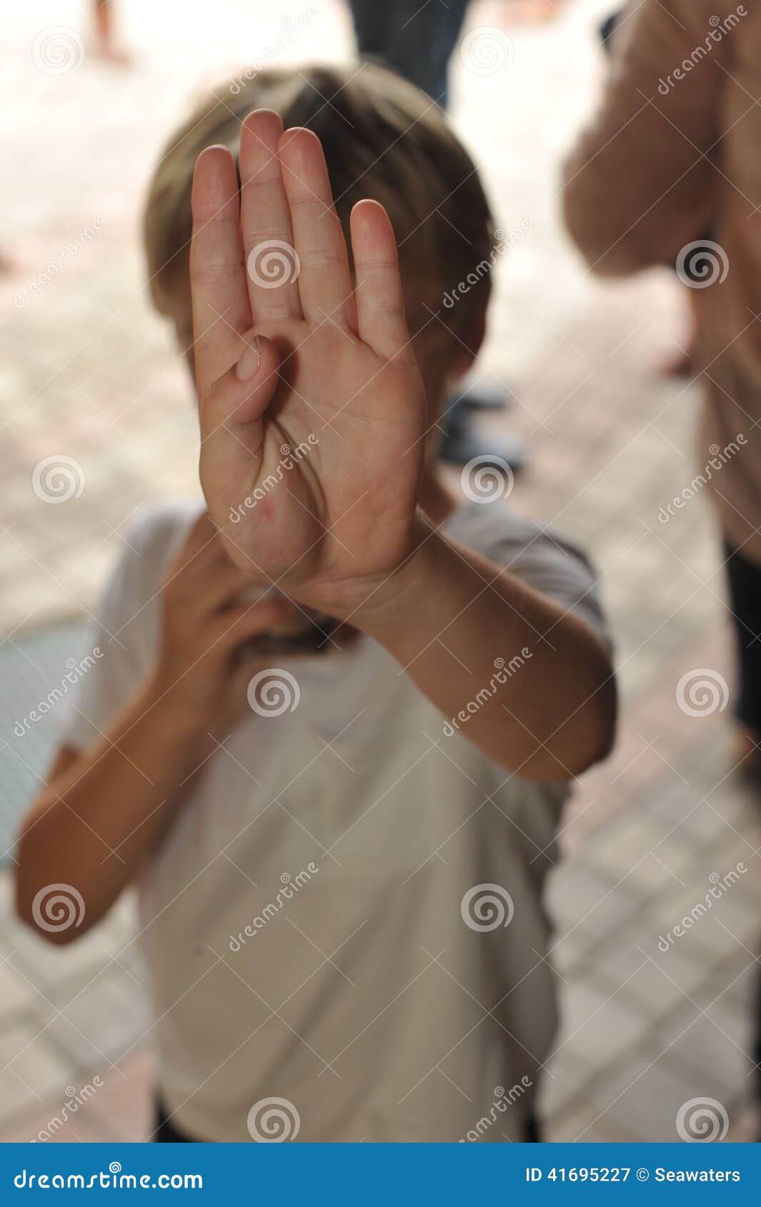 Boy Saying Stop stock image. Image of halt, white, male - 41695227