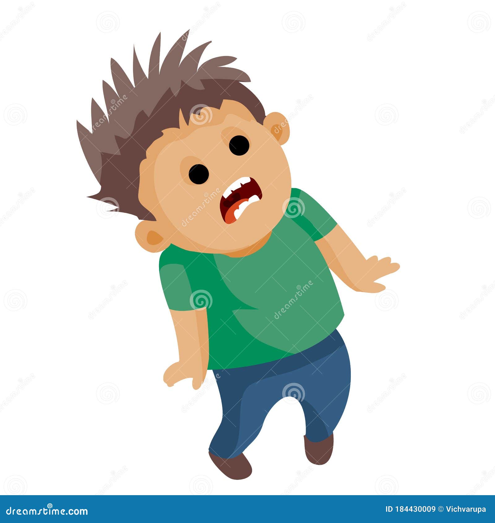 Boy Scared Badly And Screams, Isolated Object On A White Background ...