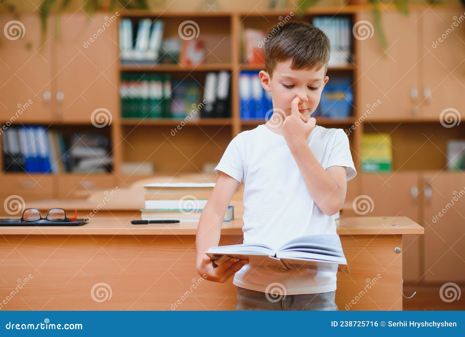 Boy in the School Classroom. the Concept of Schooling Stock Photo ...