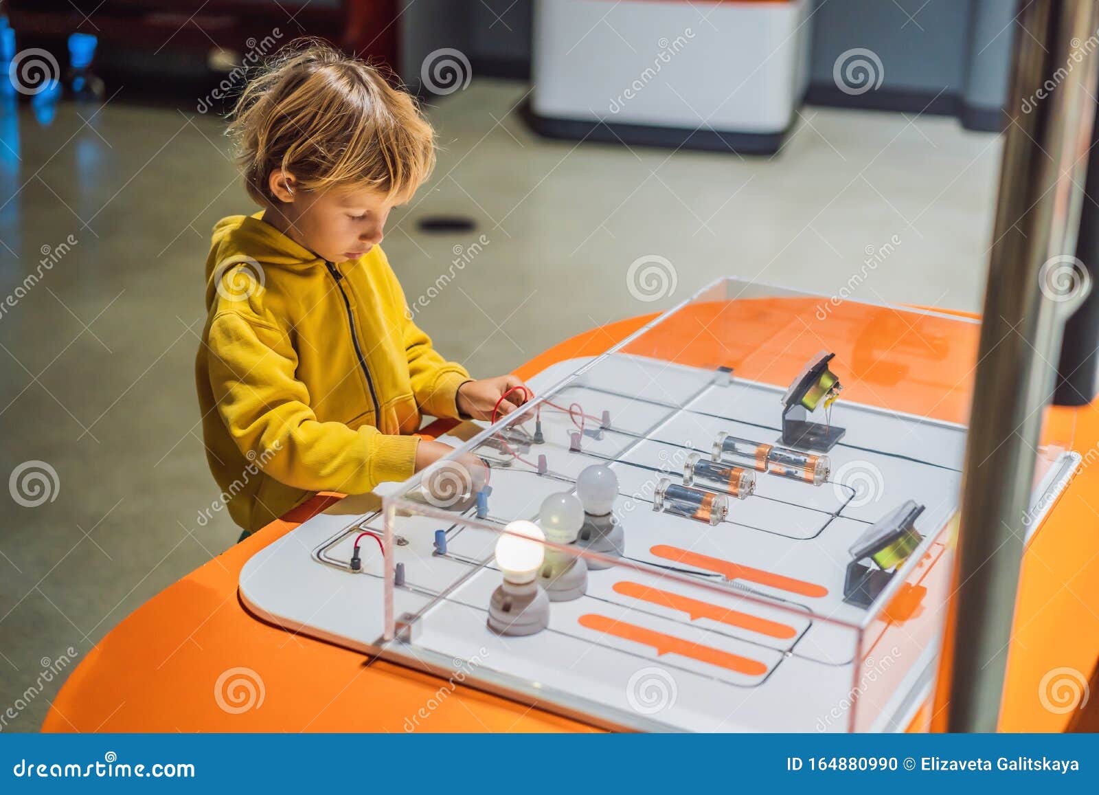 Boy in Science Class. the Child is Engaged in Science Stock Photo ...