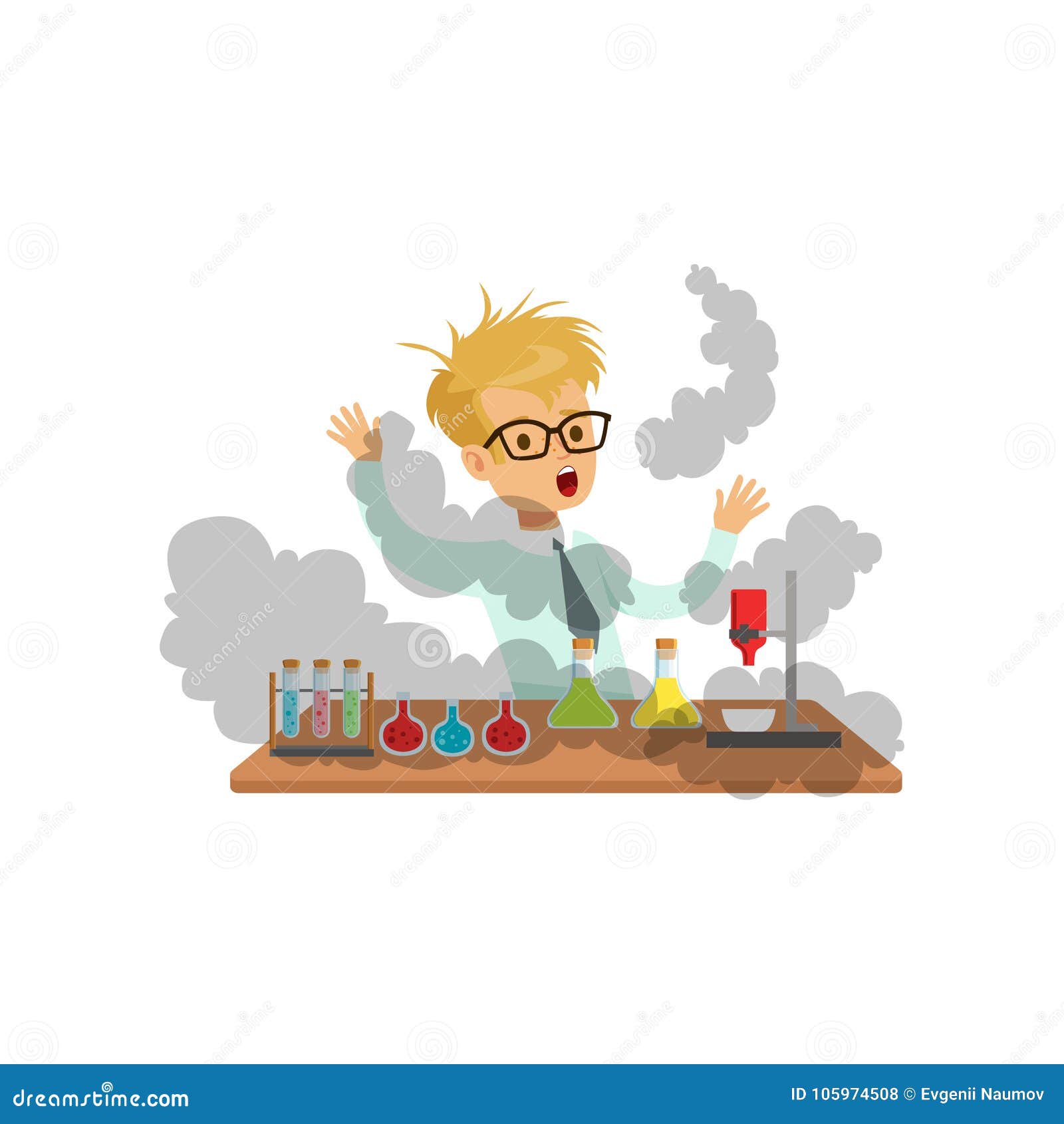 Boy Scientist after a Failed Experiment, Mixture Explosion, Schoolboy ...