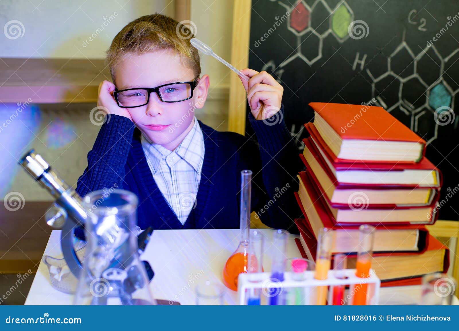 Boy Scientist Making Science Experiments Stock Photo - Image of ...