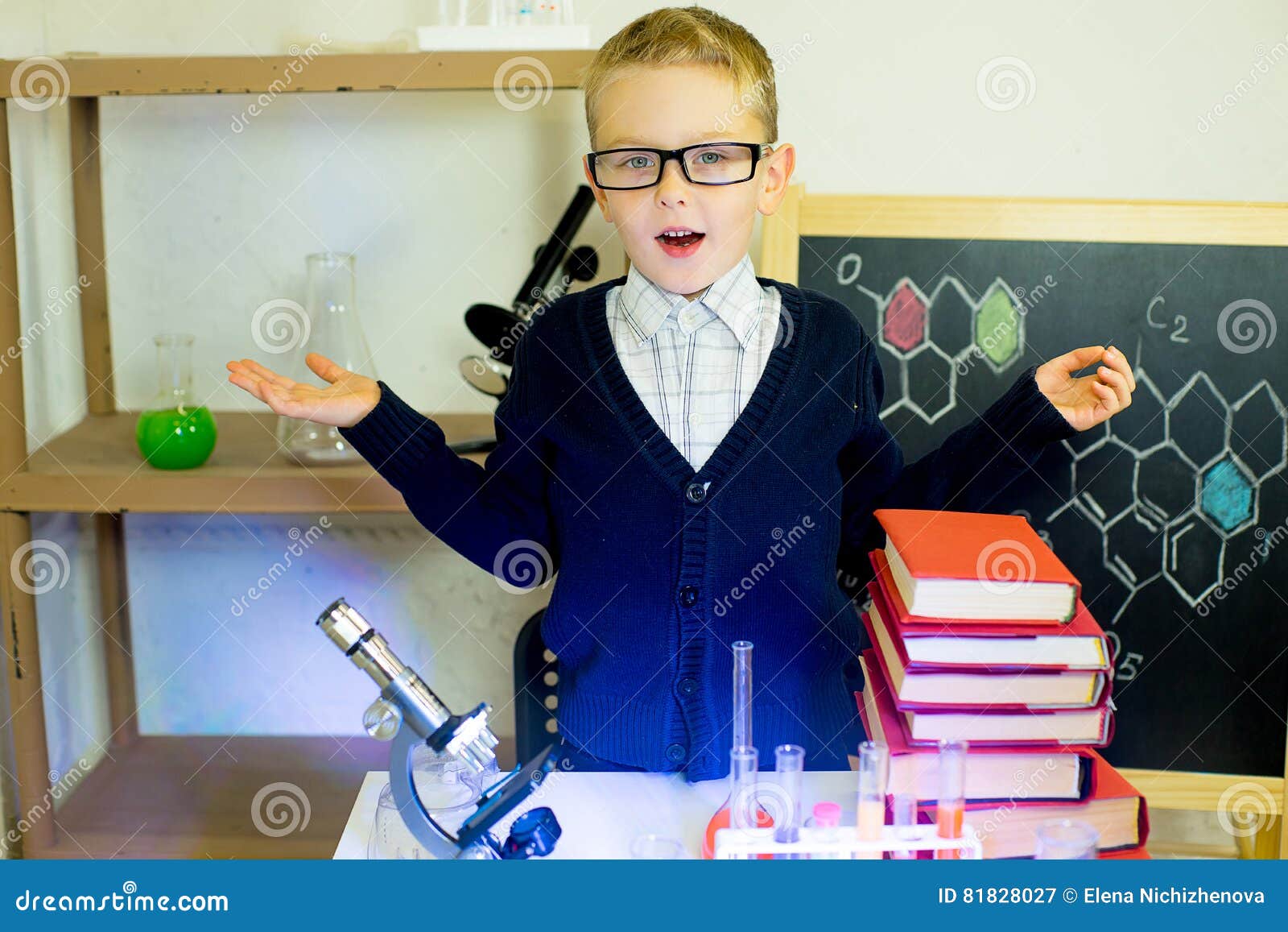 Boy Scientist Making Science Experiments Stock Image - Image of ...