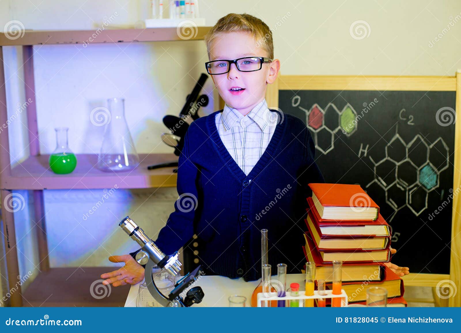 Boy Scientist Making Science Experiments Stock Image - Image of medical ...