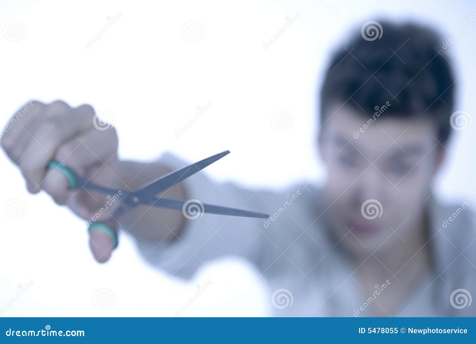 Boy with scissors stock image. Image of scissors, expression - 5478055