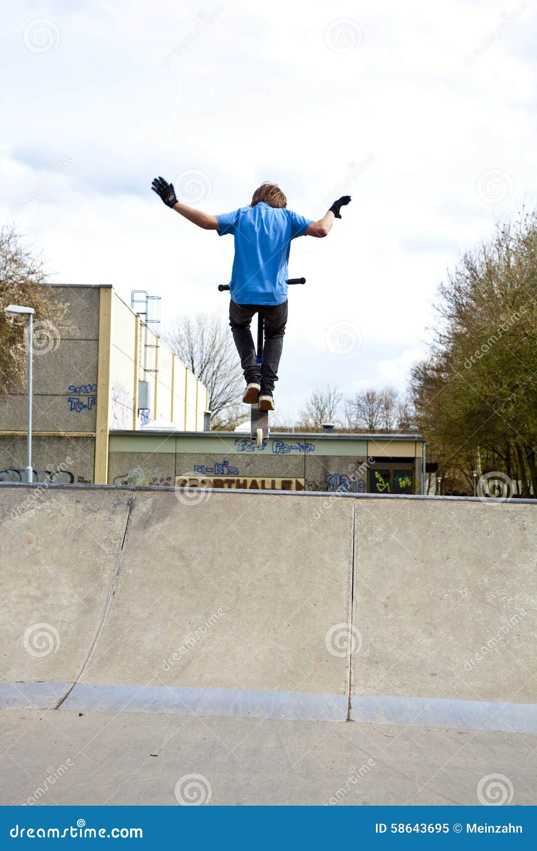 Boy with scooter stock image. Image of childhood, pipe - 58643695