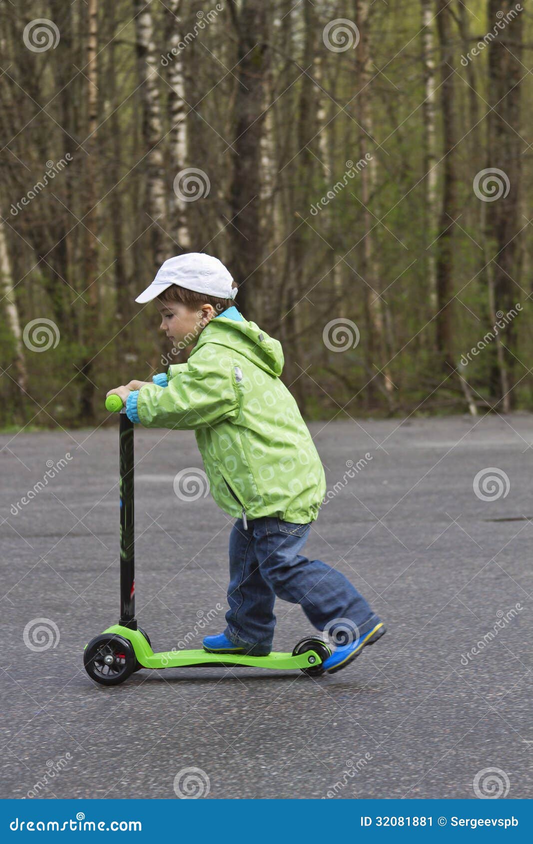 Boy on scooter stock image. Image of caucasian, scooter - 32081881