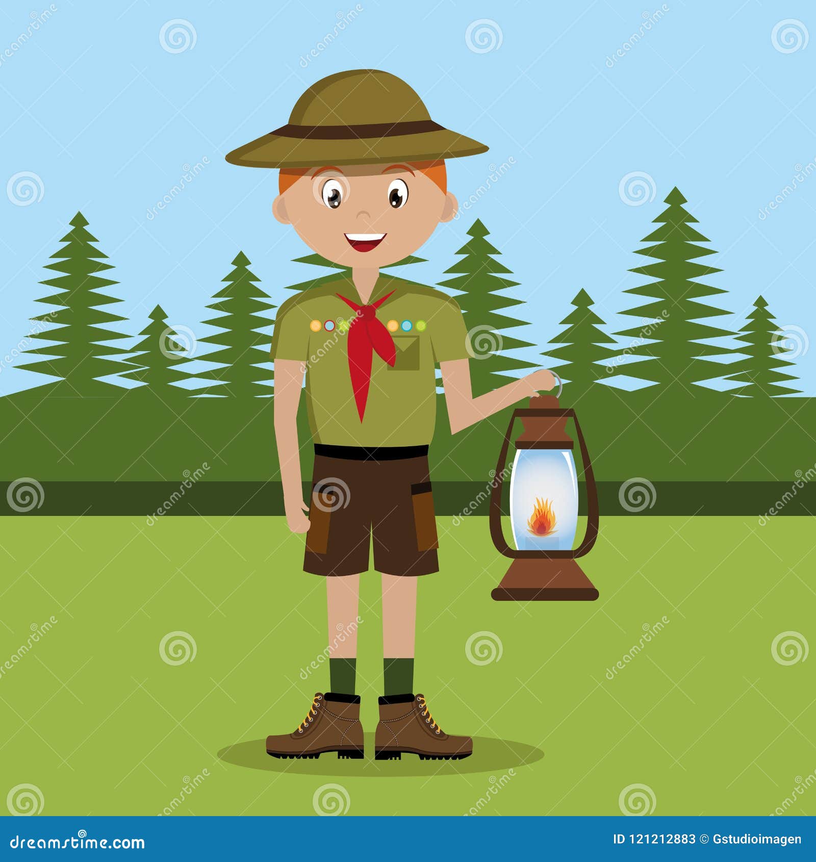 Boy Scout in the Camping Zone Stock Vector - Illustration of explore ...