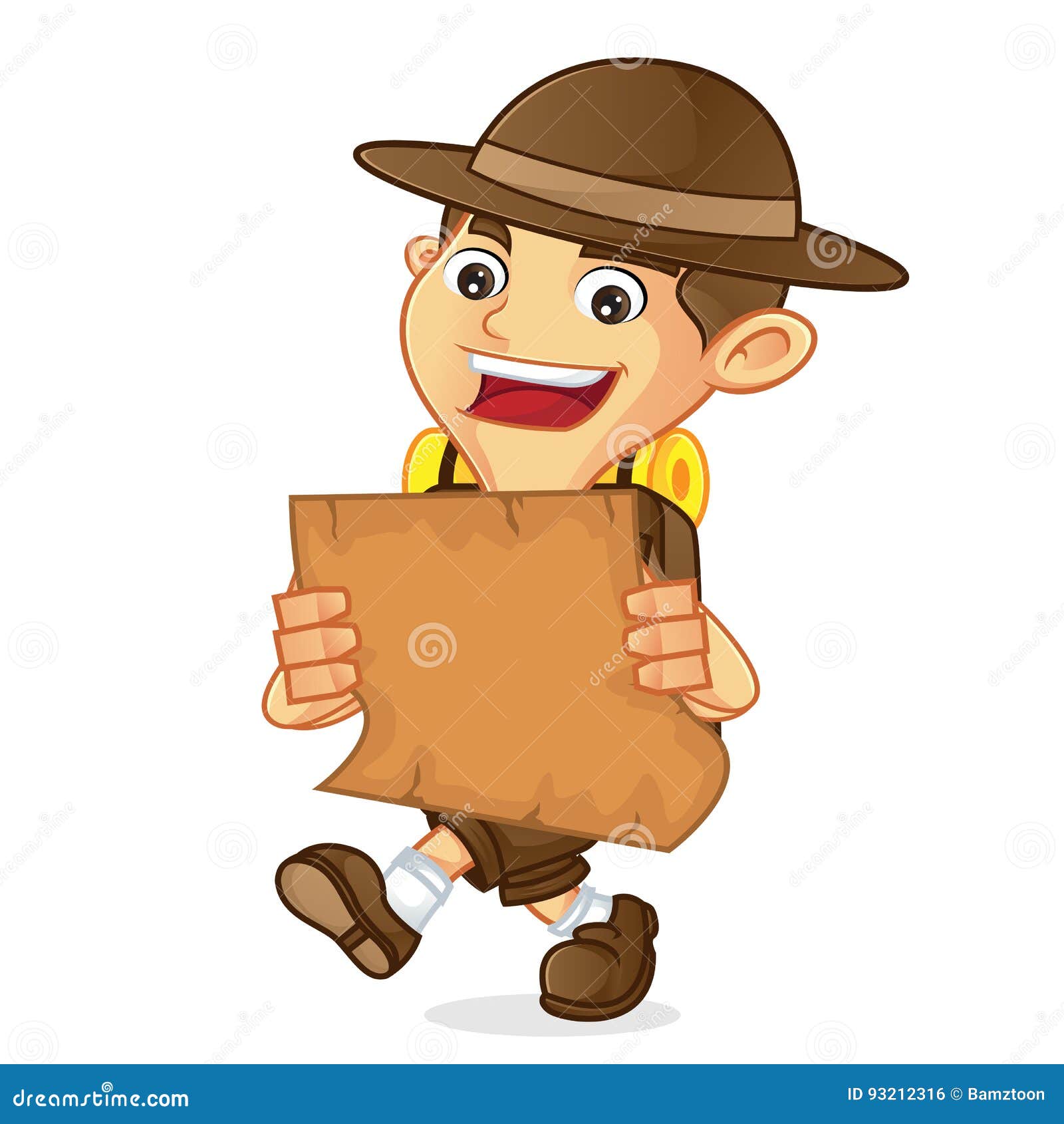 Boy Scout Cartoon Pointing On Blank Sign Vector Illustration ...