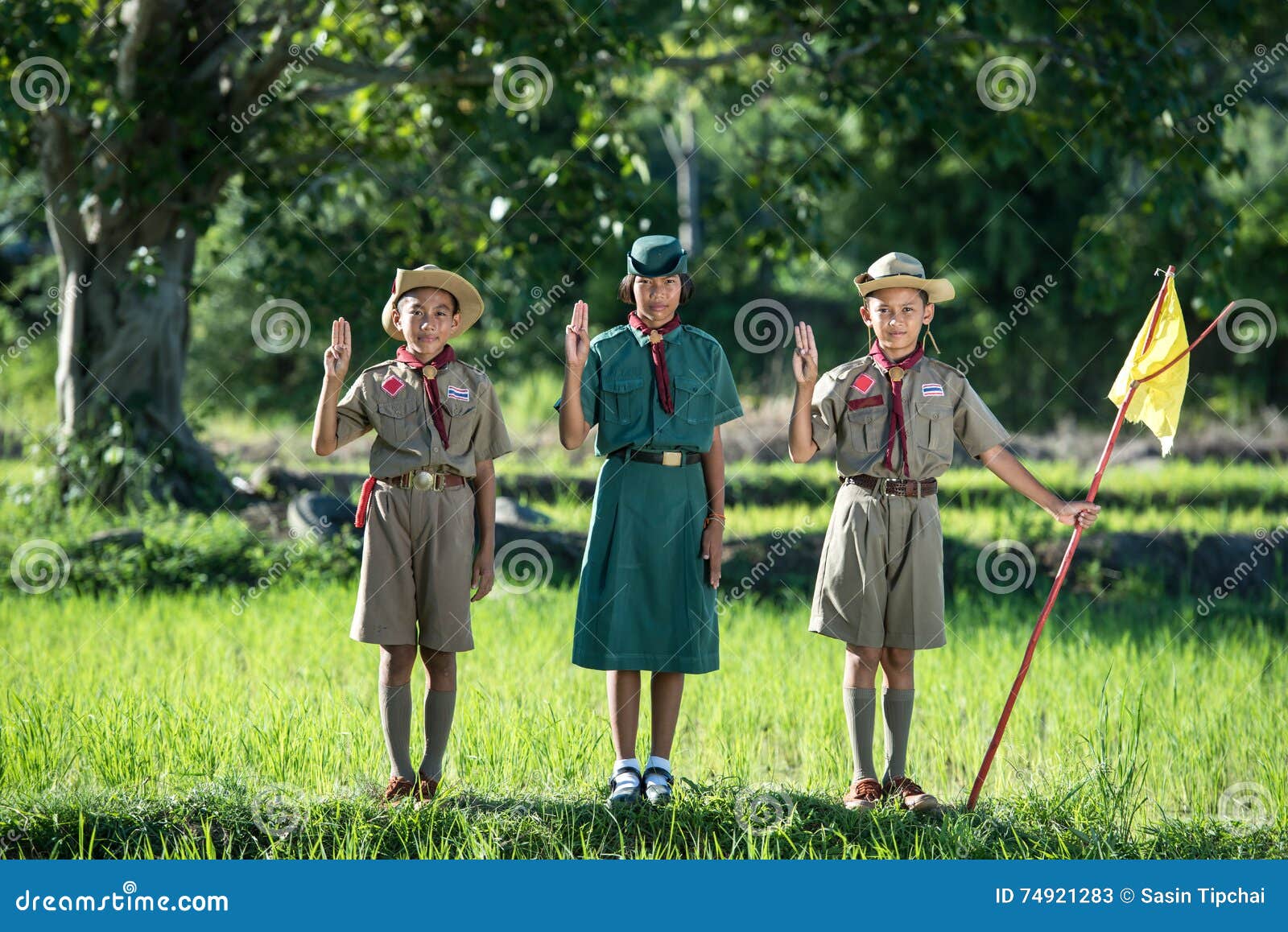 Boy scout making an oath stock image. Image of activity - 74921283
