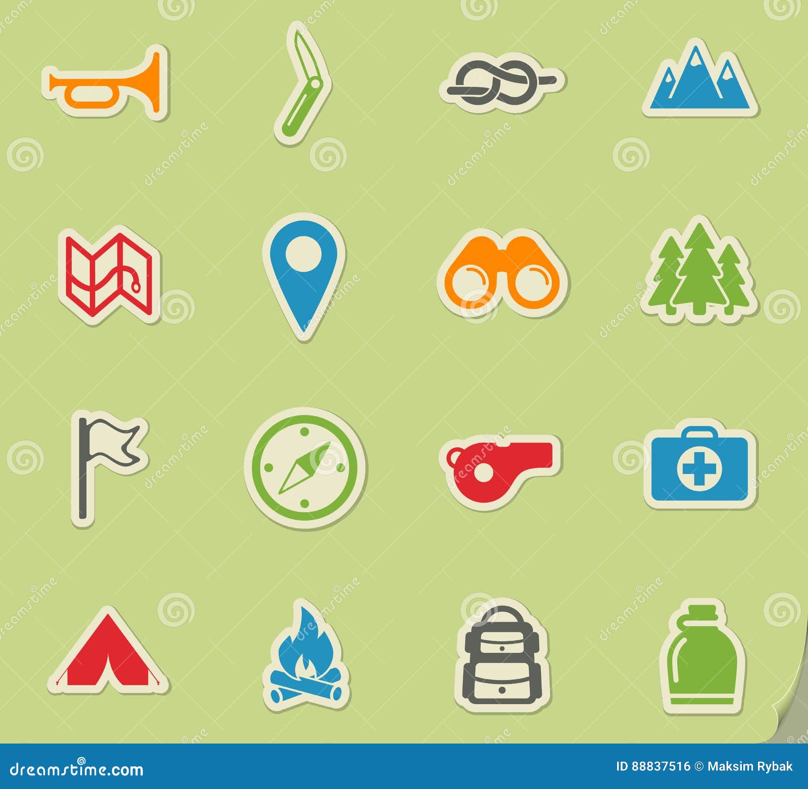 Scout Symbols Kit Cartoon Vector | CartoonDealer.com #53942915