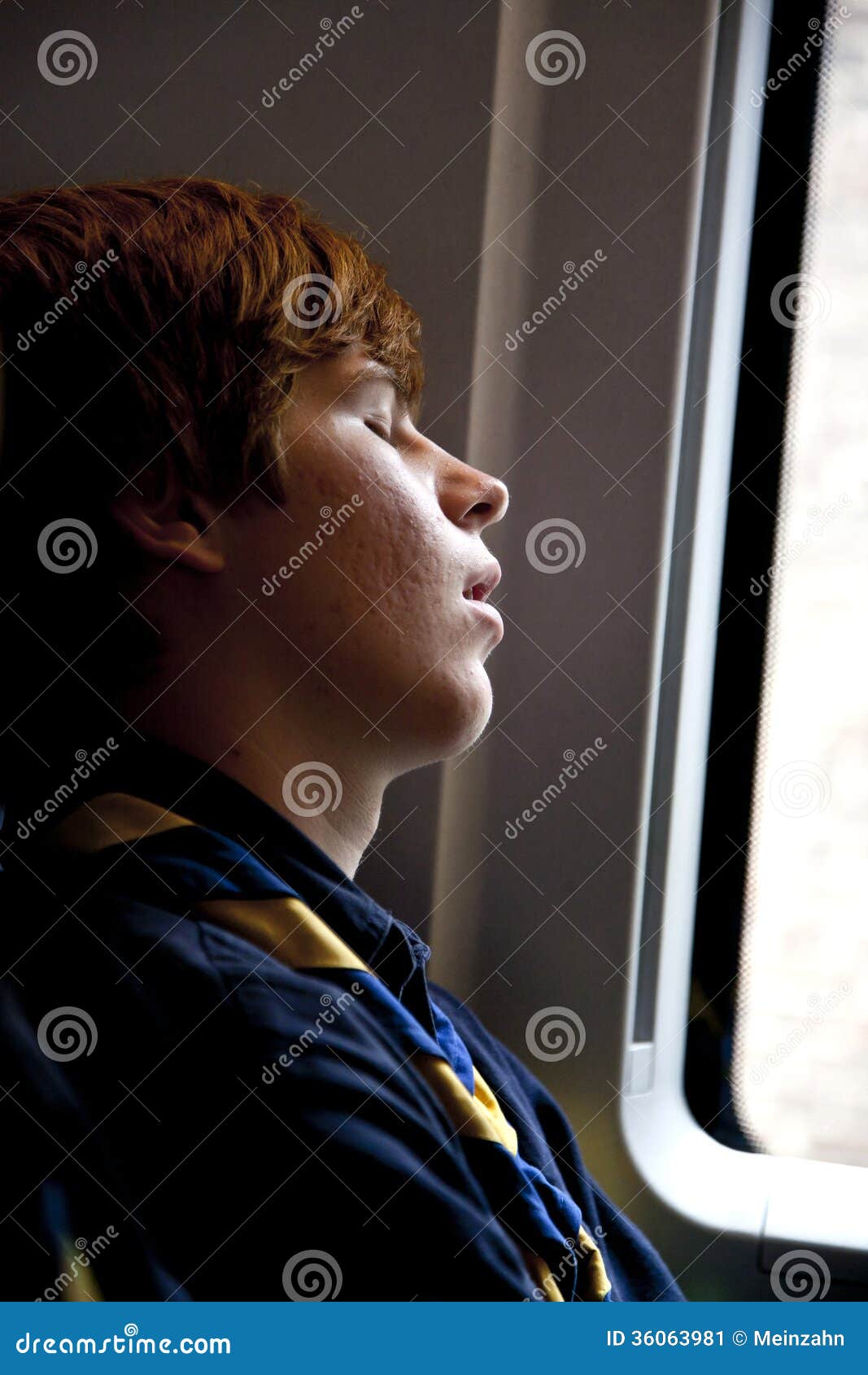 Boy Scout Sleeps in the Train Stock Image - Image of train, acne: 36063981