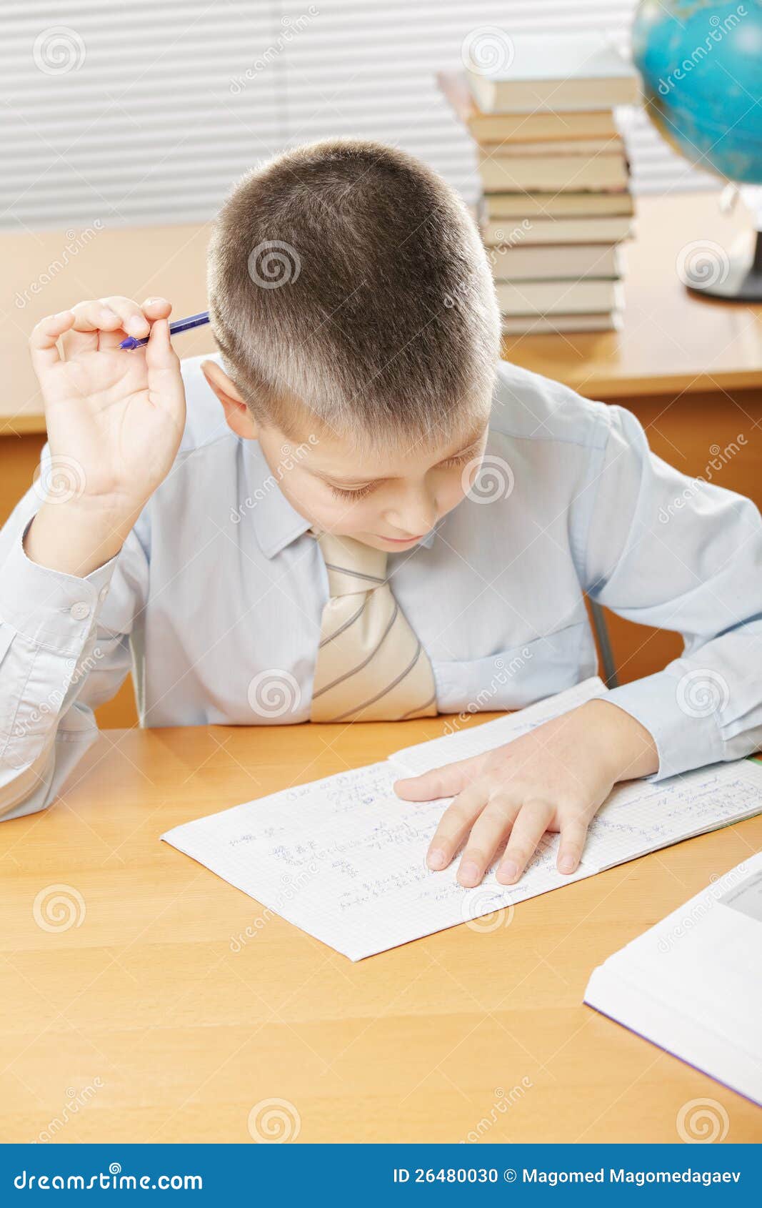 Boy scratching head stock photo. Image of shirt, smart - 26480030