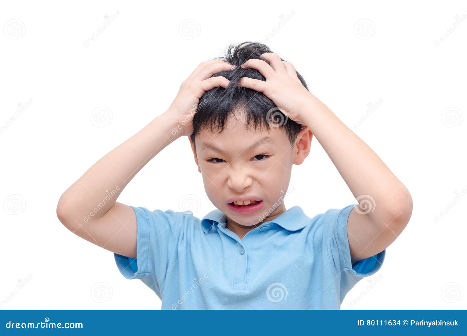 Boy Scratching His Scalp Over White Royalty-Free Stock Image ...