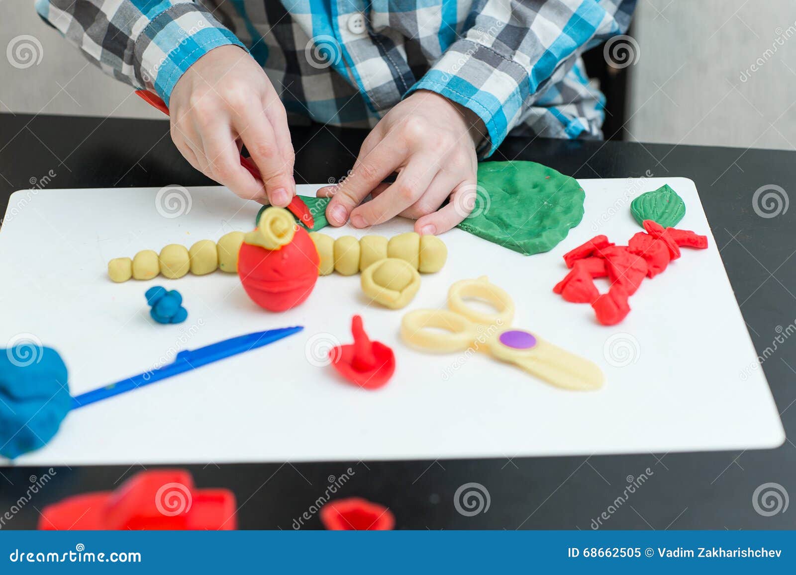 Boy Sculpts from Plasticine at Home Stock Image - Image of hand ...