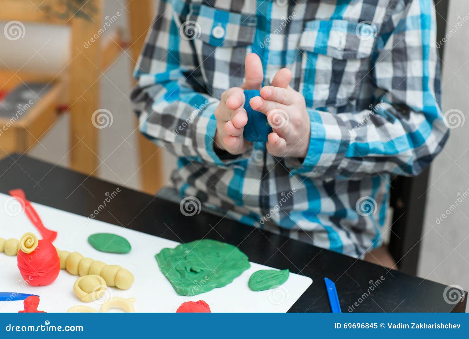 Boy Sculpts from Plasticine at Home Stock Image - Image of child ...