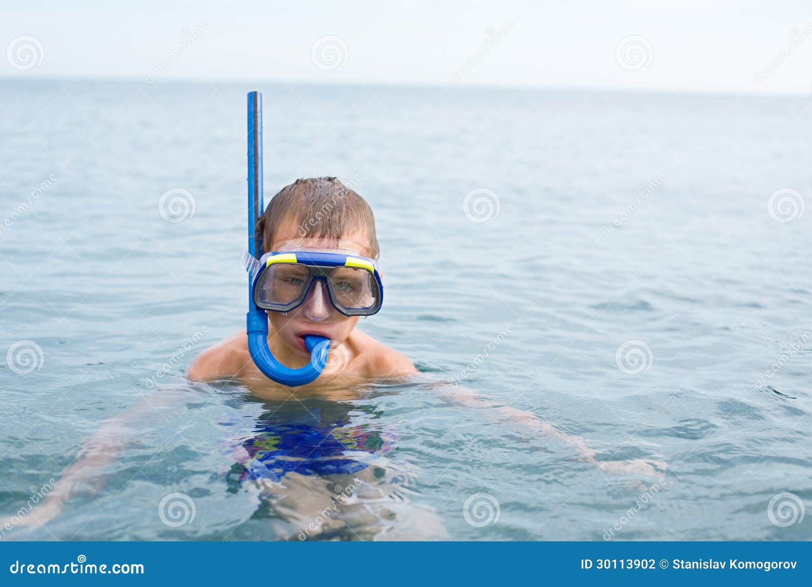 Boy in the Sea Wearing a Mask for Diving Stock Photo - Image of aquatic ...