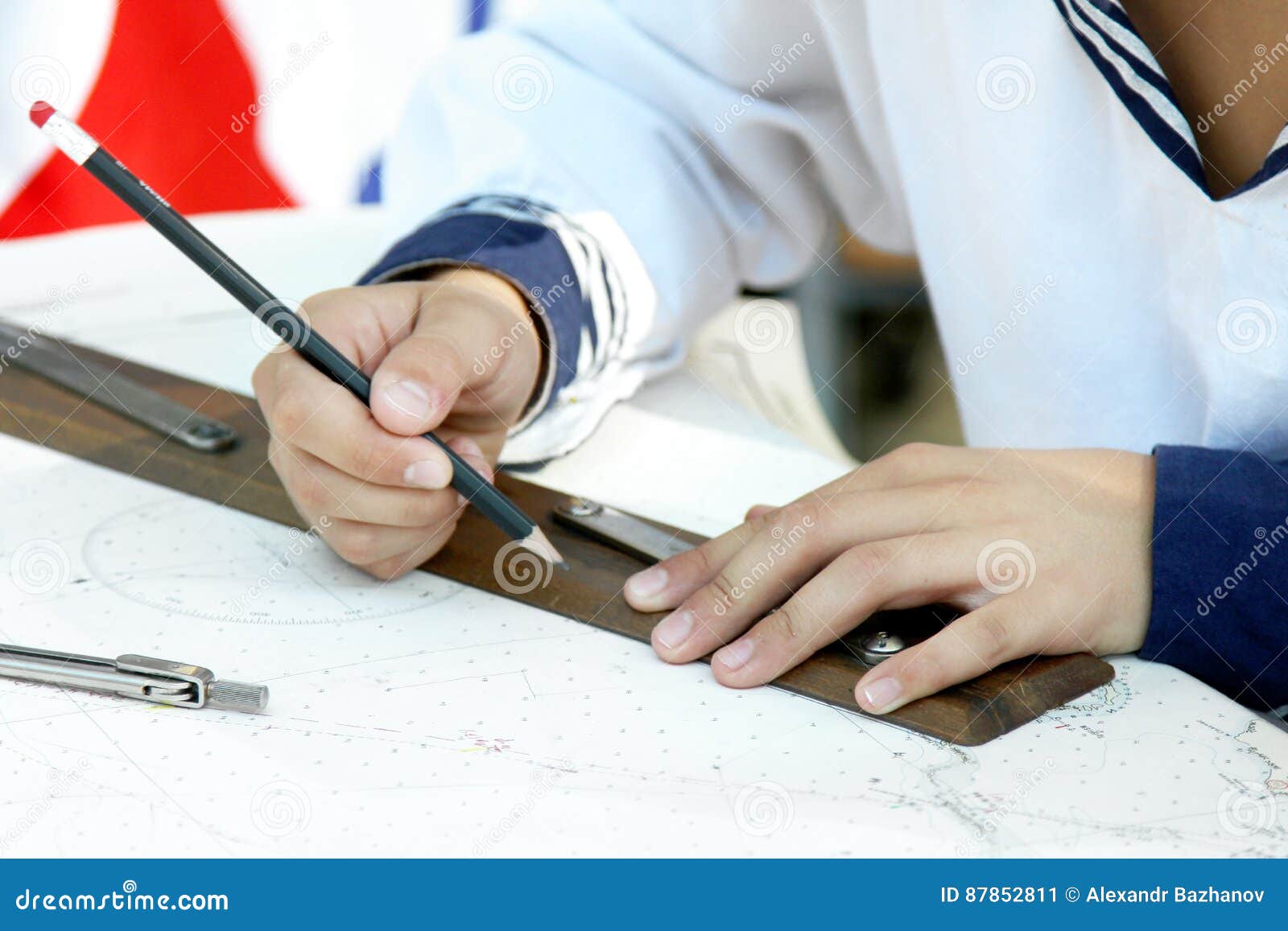 Boy seaman stock image. Image of pencil, study, outdoors - 87852811