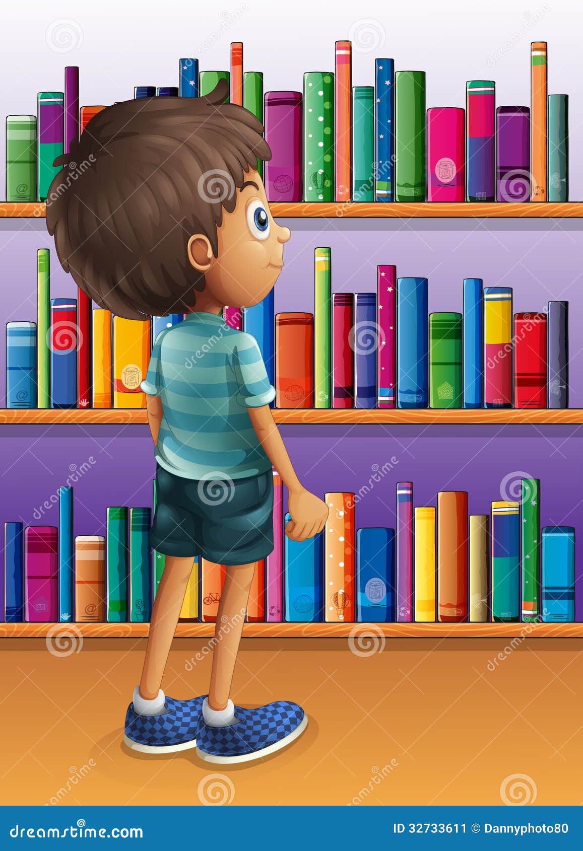 A Boy Searching a Book in the Library Stock Vector - Illustration of ...