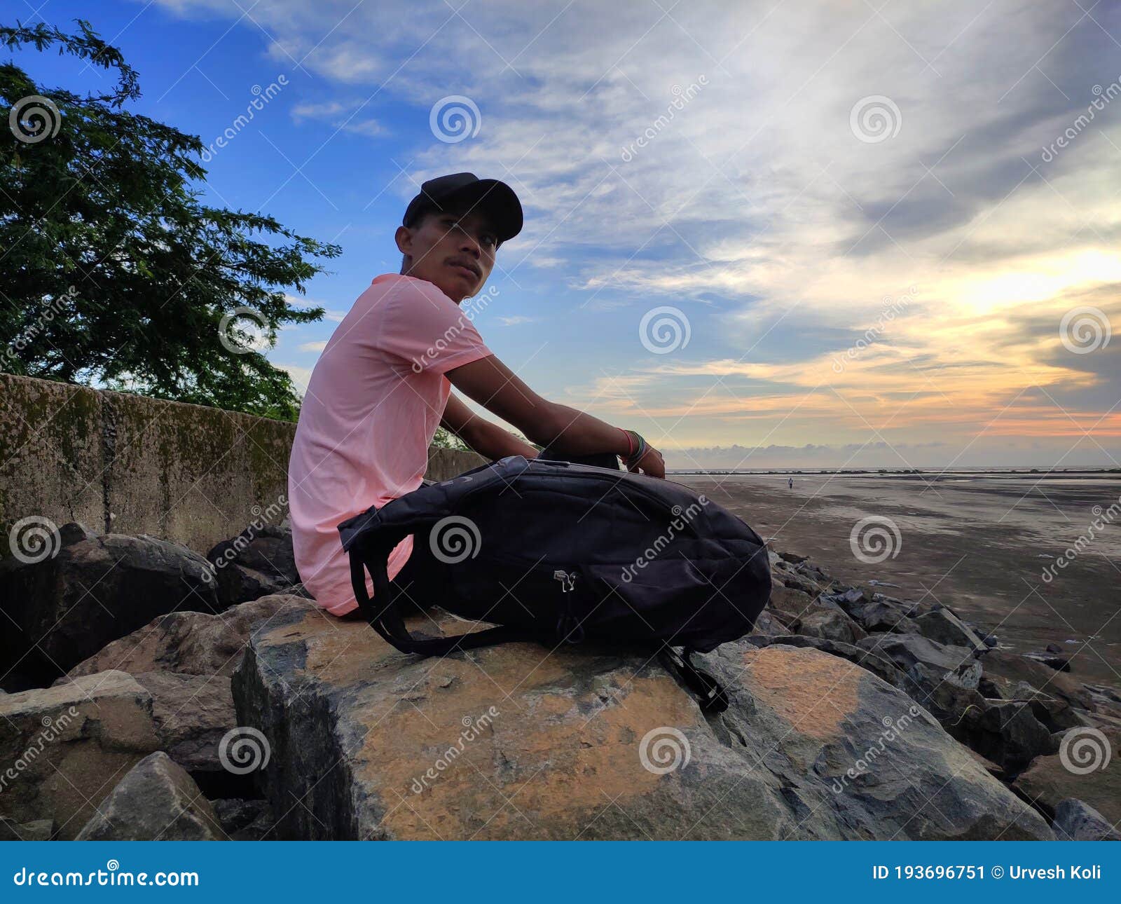 Alone At Seashore Sunset