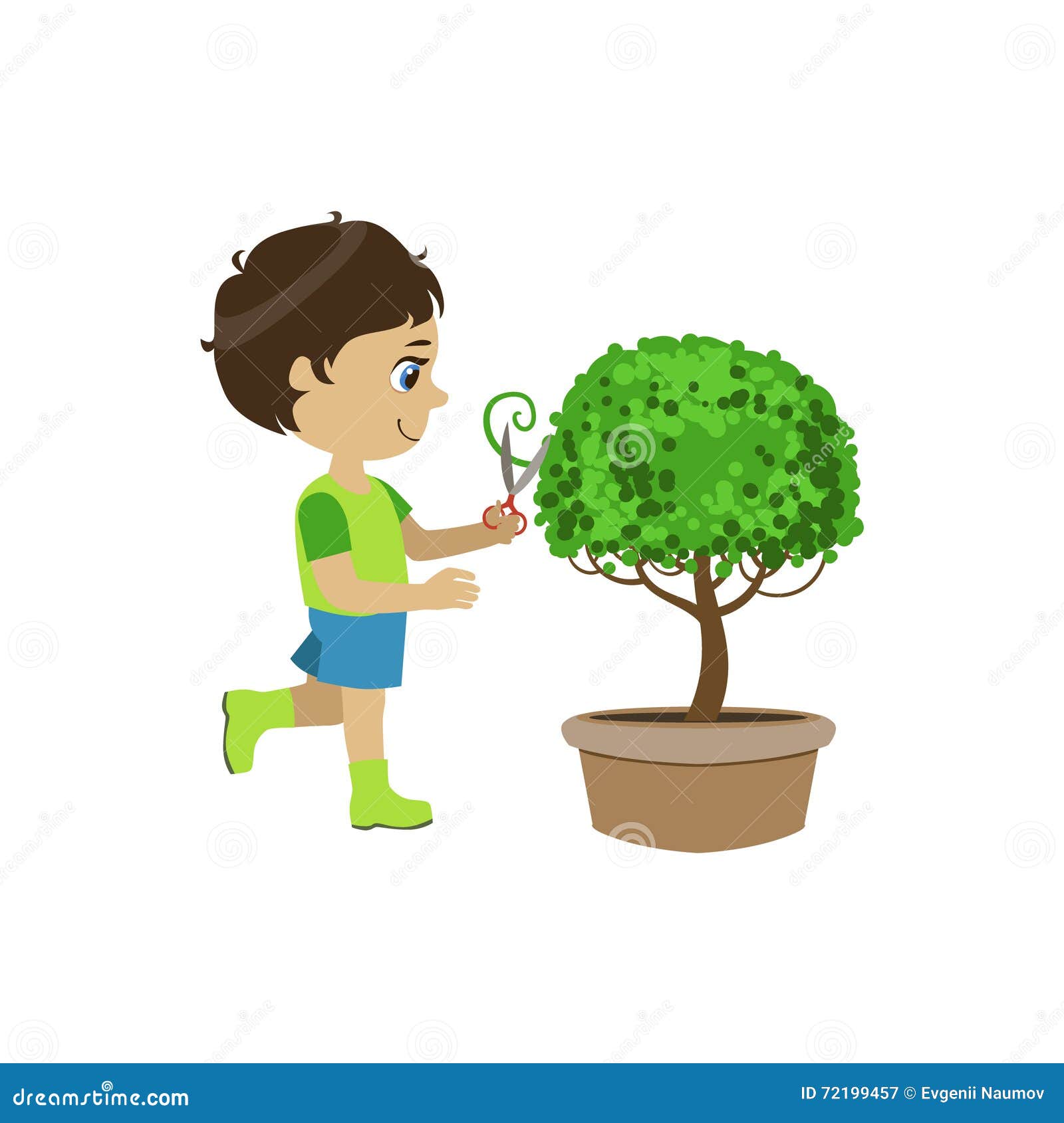 Boy Shaping the Bush stock vector. Illustration of vector - 72199457