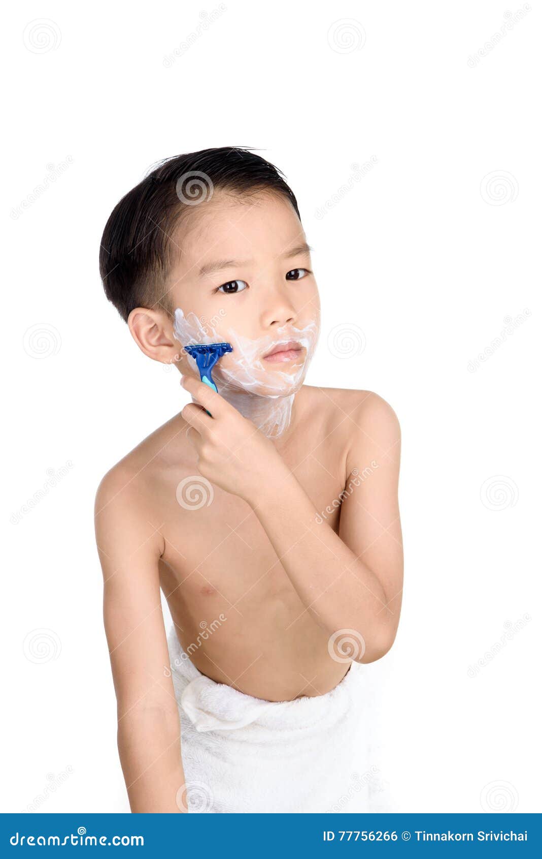 Boy and shaver stock photo. Image of morning, happy, looking - 77756266