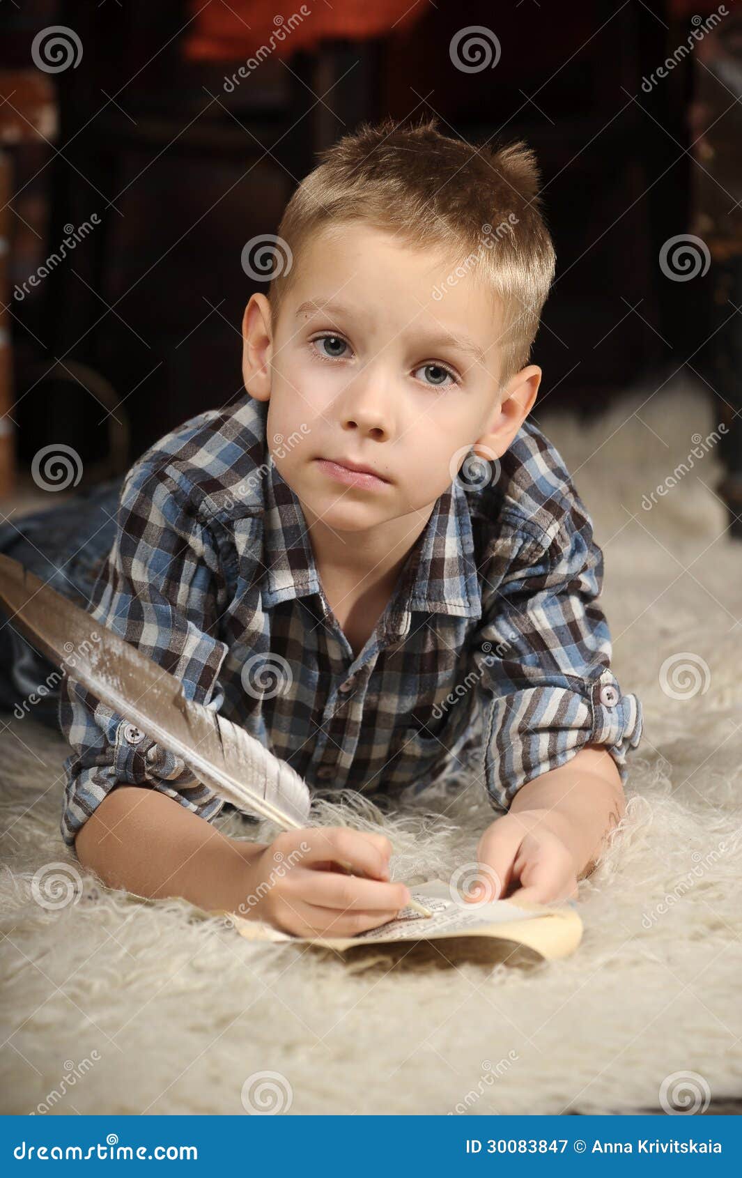 Boy with a quill pen stock image. Image of empty, crystal - 30083847