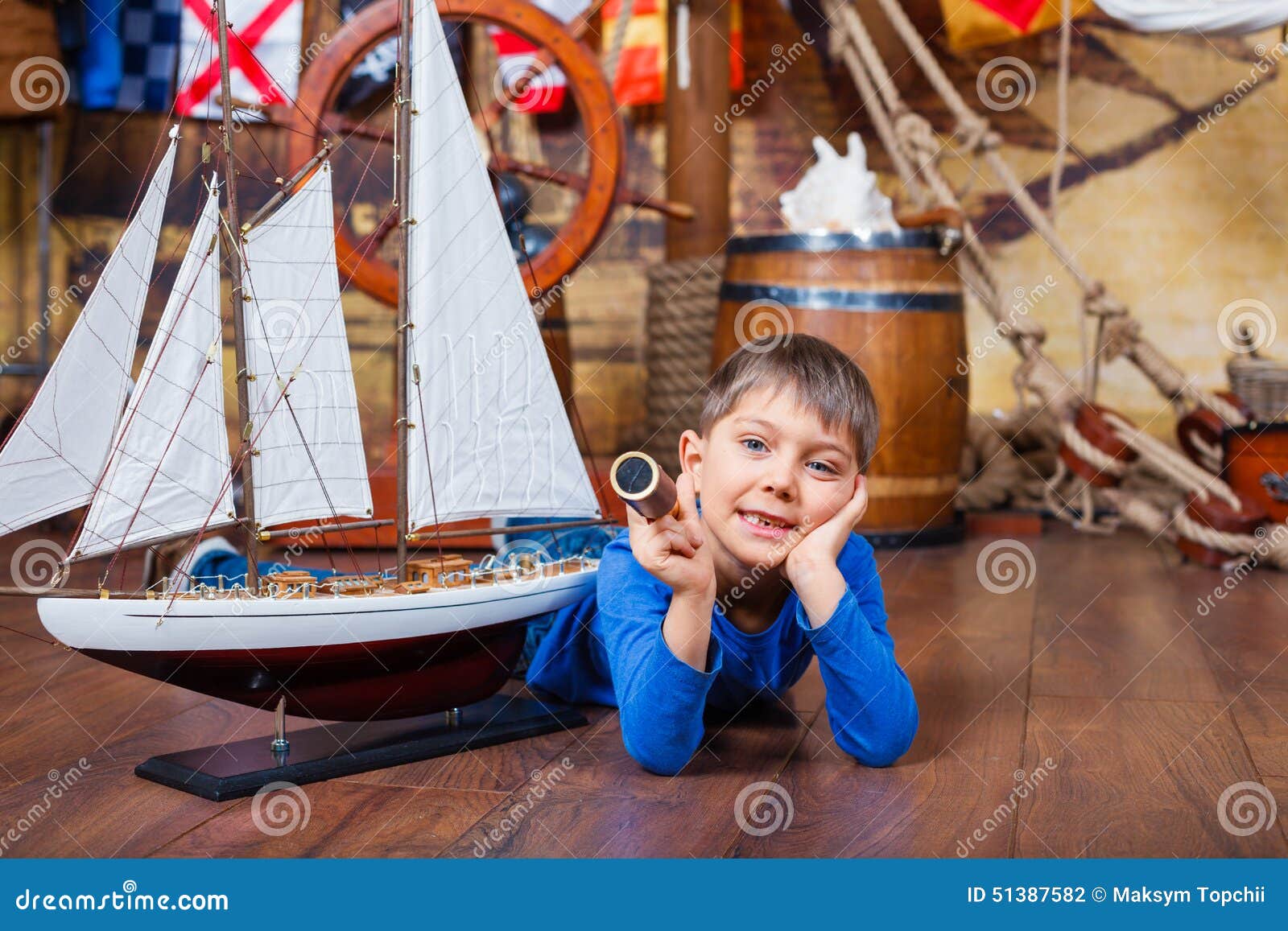 Boy with ship stock photo. Image of actor, halloween - 51387582