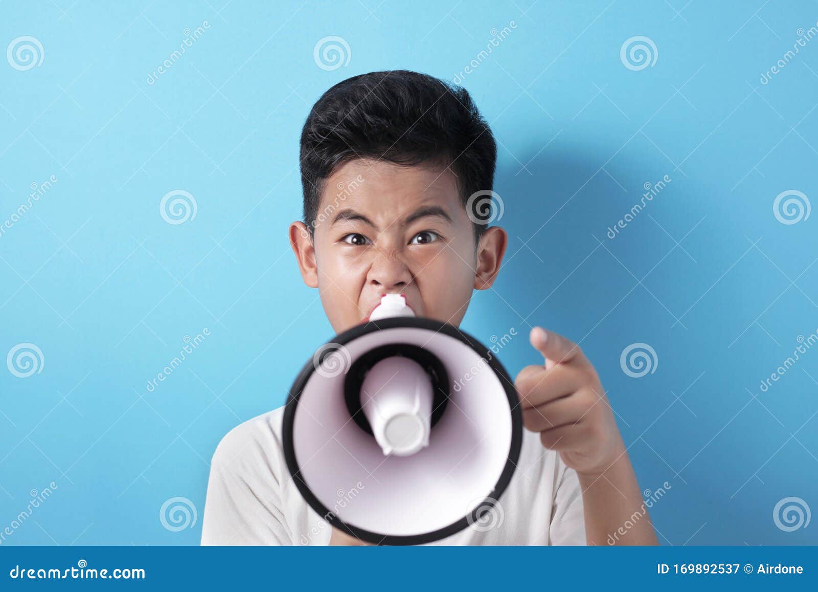 Boy Shouting with Megaphone Stock Image - Image of young, offering ...