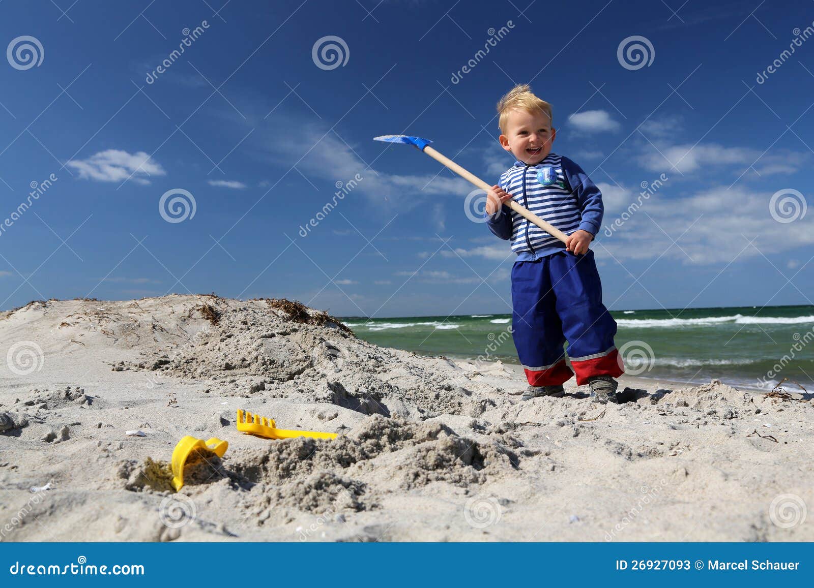 Boy with a Shovel at the Beach Stock Image - Image of beauty, play ...