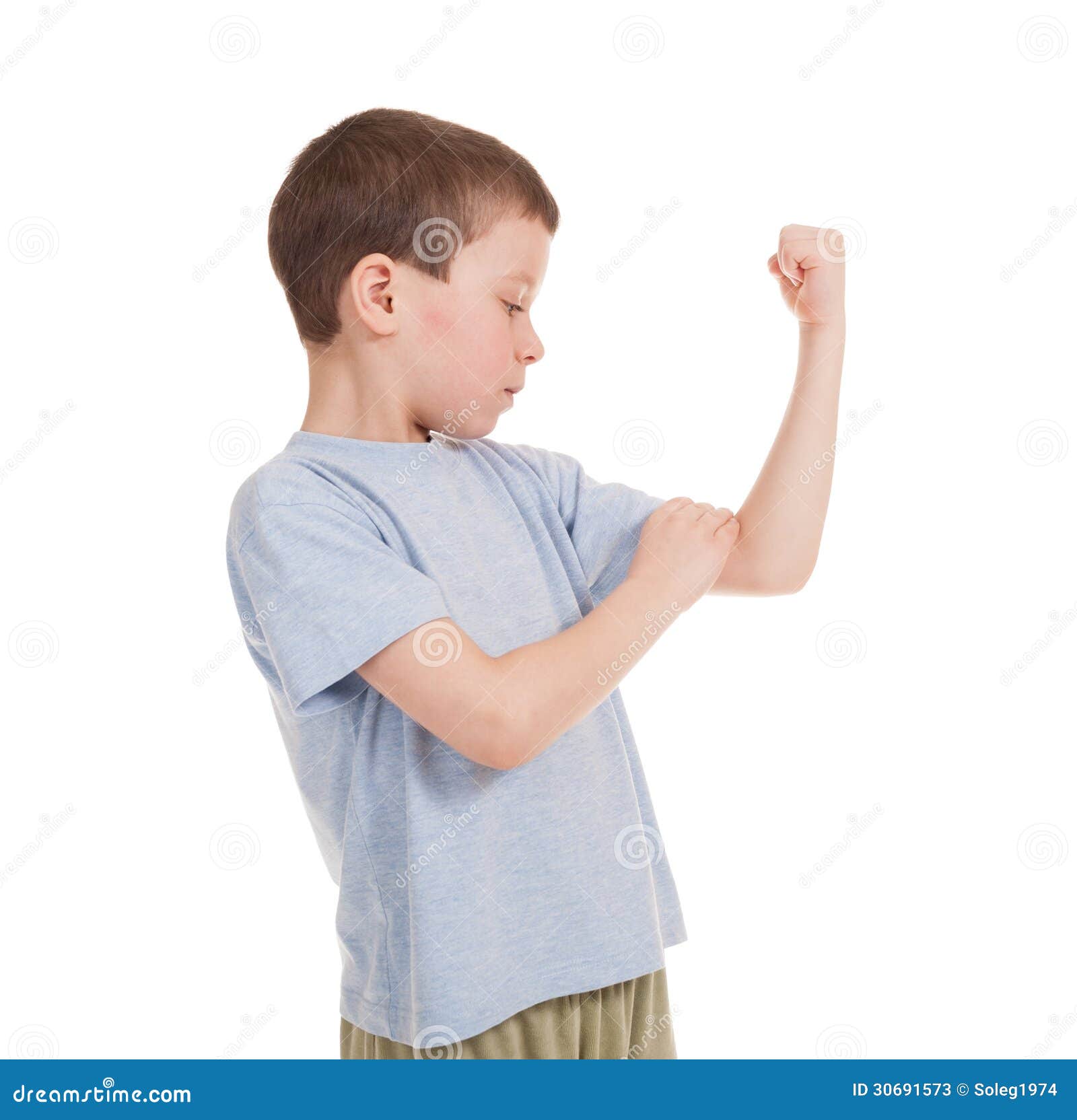 Boy show biceps stock image. Image of arms, child, grimace - 30691573