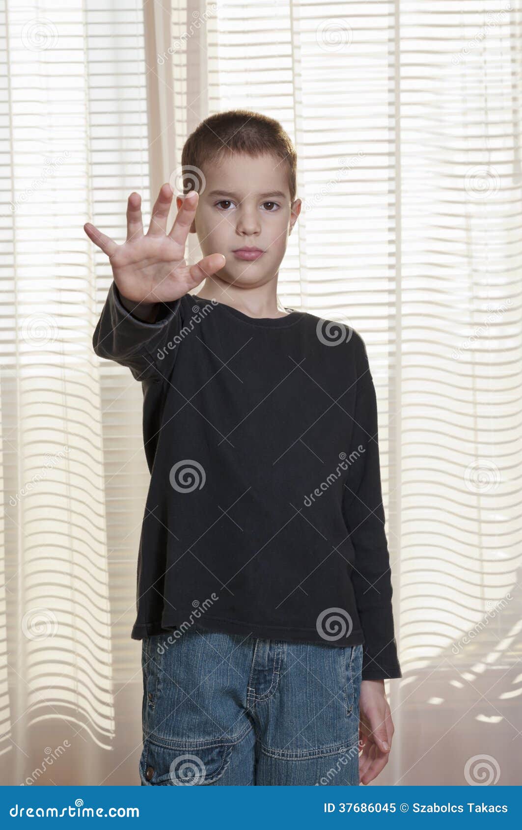 Boy show stop stock image. Image of actions, finger, looking - 37686045
