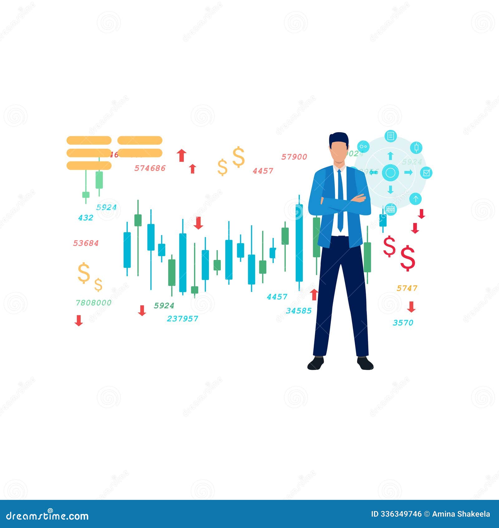 A Boy is Showing the Finance Business Stock Illustration - Illustration ...