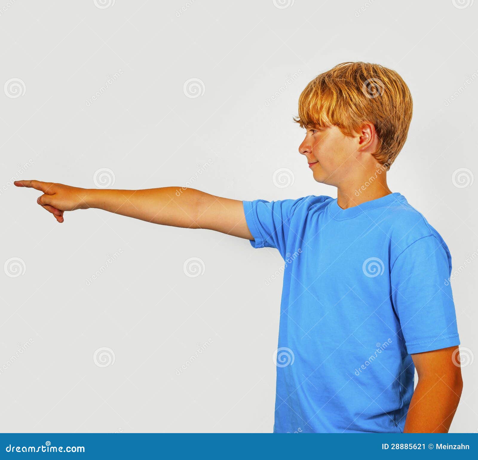 Boy Showing with His Arm in the Foreward Direction Stock Image - Image ...
