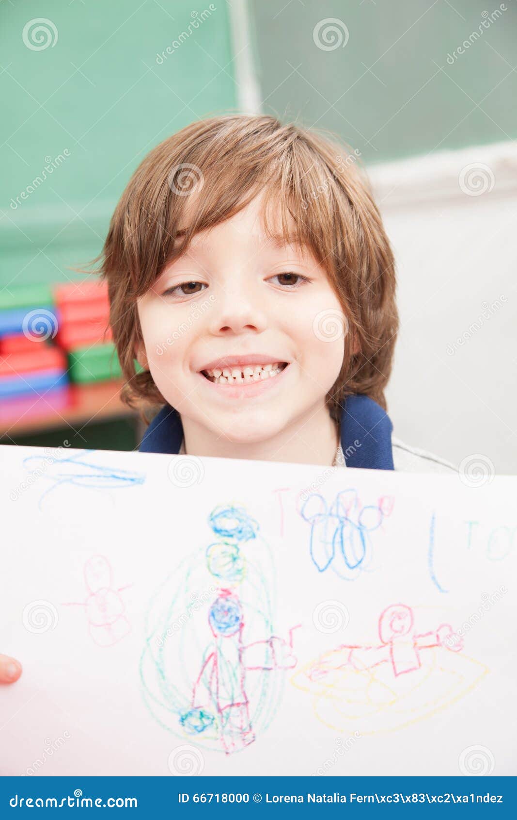 Boy showing his paint stock photo. Image of cute, education - 66718000