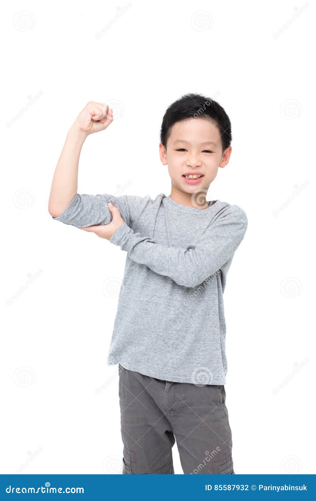 Boy Showing His Power Over White Stock Photo - Image of healthy, young ...