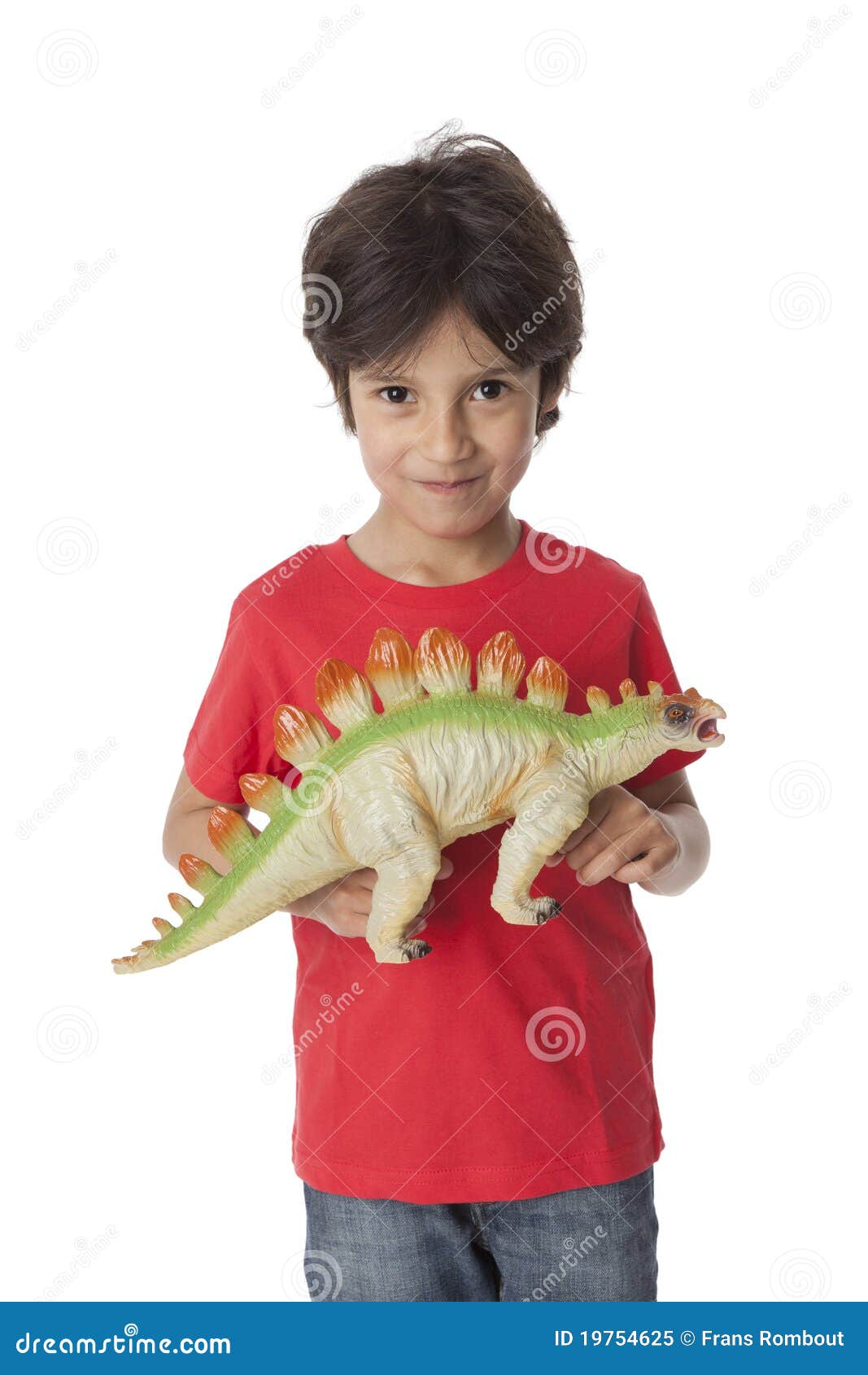 Boy is Showing His Toy Dinosaur Stock Image - Image of white, vertical ...