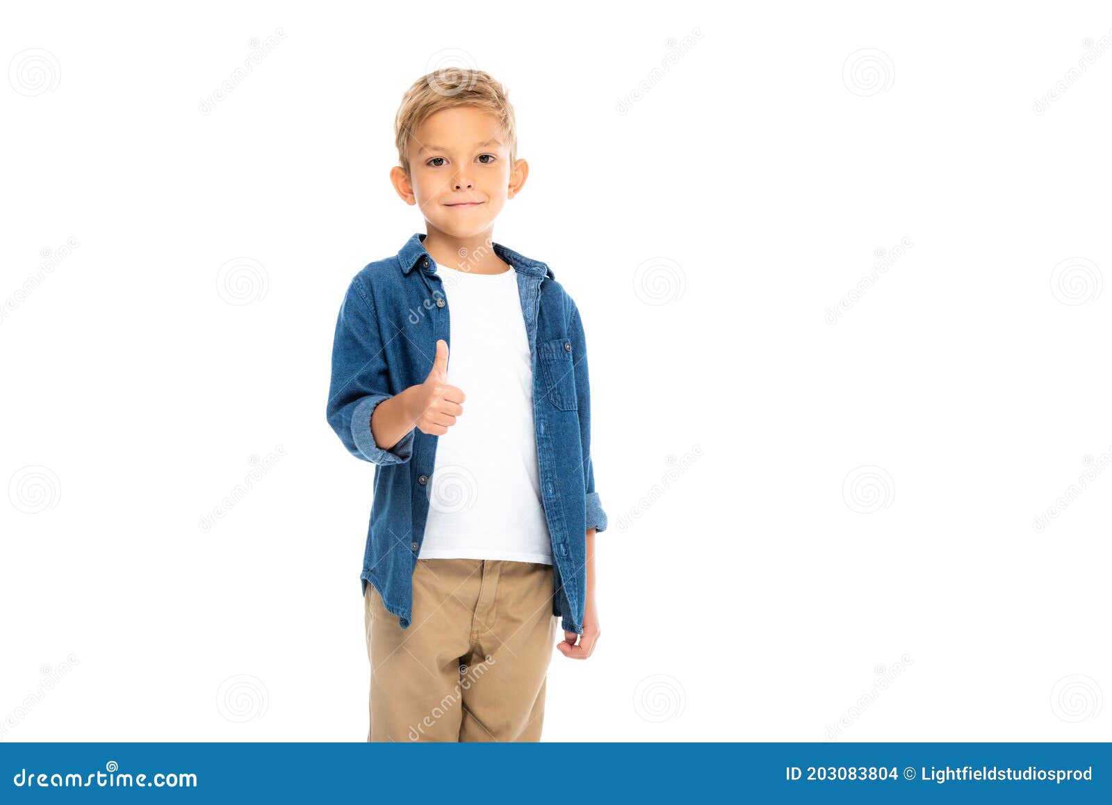 Boy Showing Like Gesture Isolated on Stock Photo - Image of caucasian ...