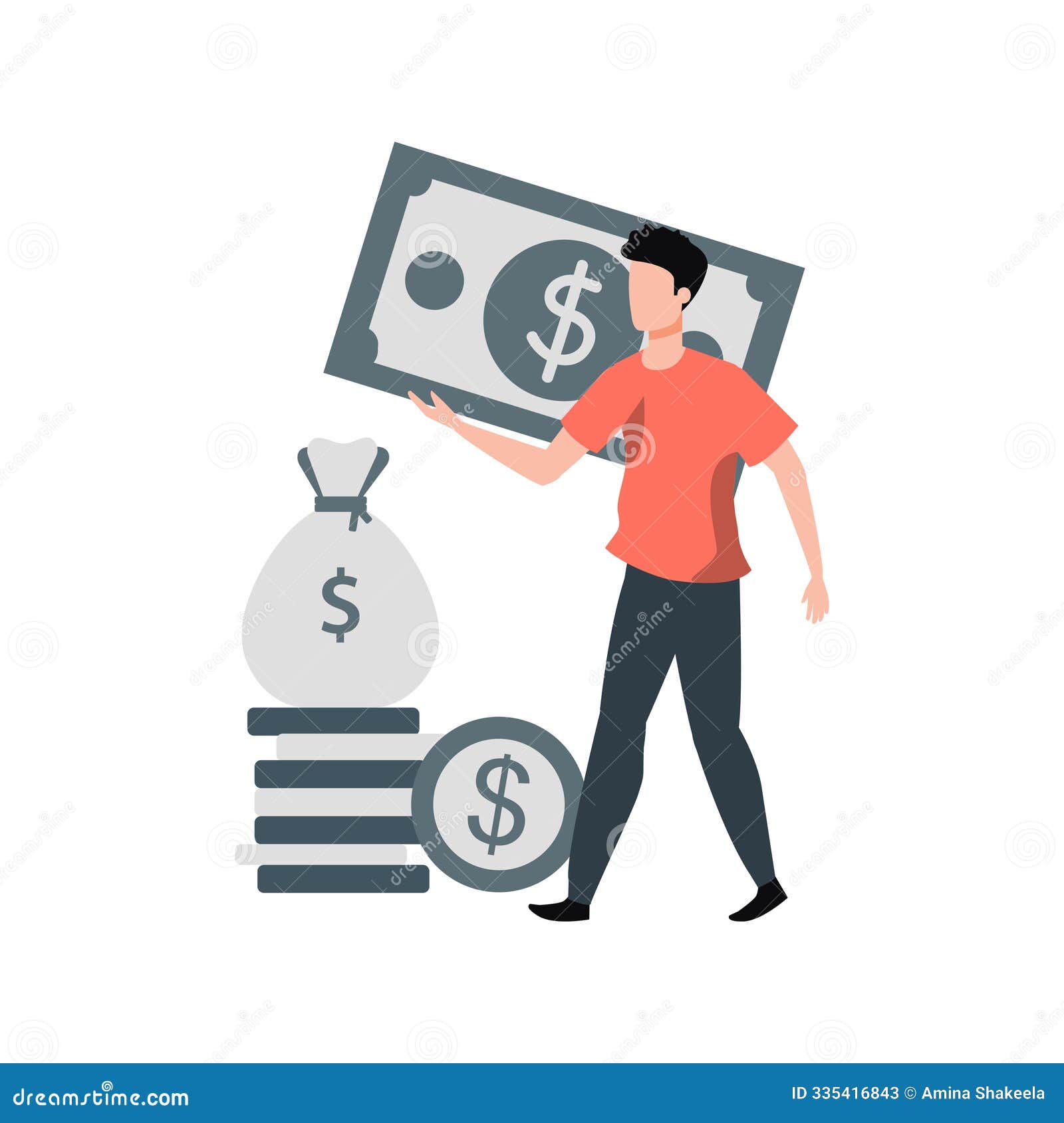 A boy is showing money stock illustration. Illustration of commercial ...