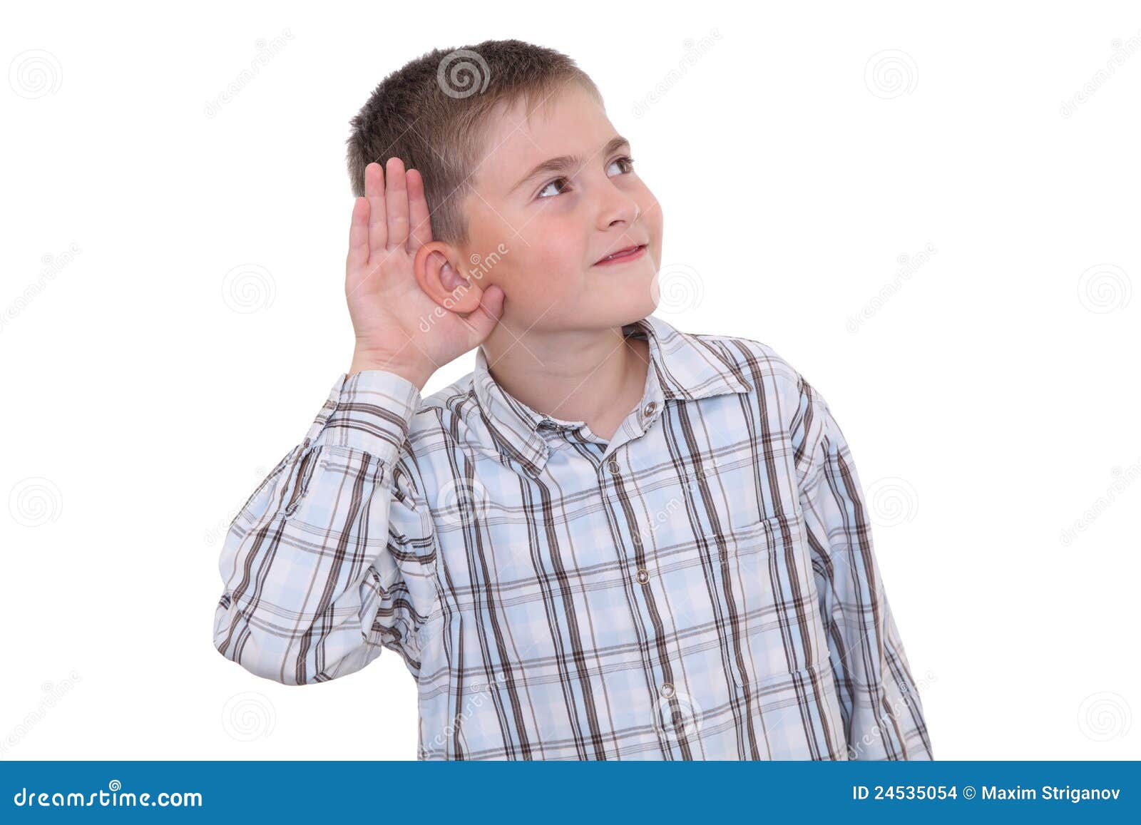 Boy showing he s listening stock photo. Image of listen - 24535054