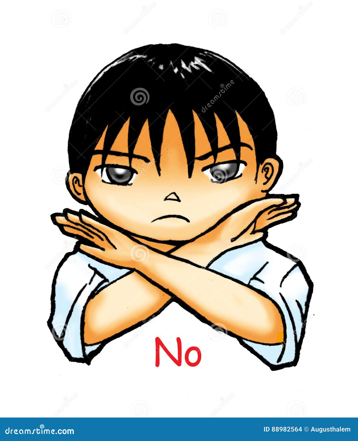 Boy Showing Sign of No by Crossing Arm Stock Illustration ... Boy Showing Sign of No by Crossing Arm Stock Illustration ...