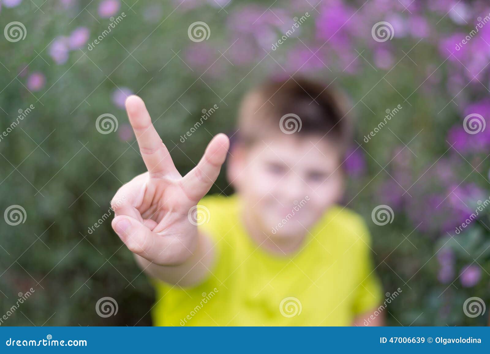 Boy Showing Victory Sign Gesture Stock Image - Image of show, excited ...