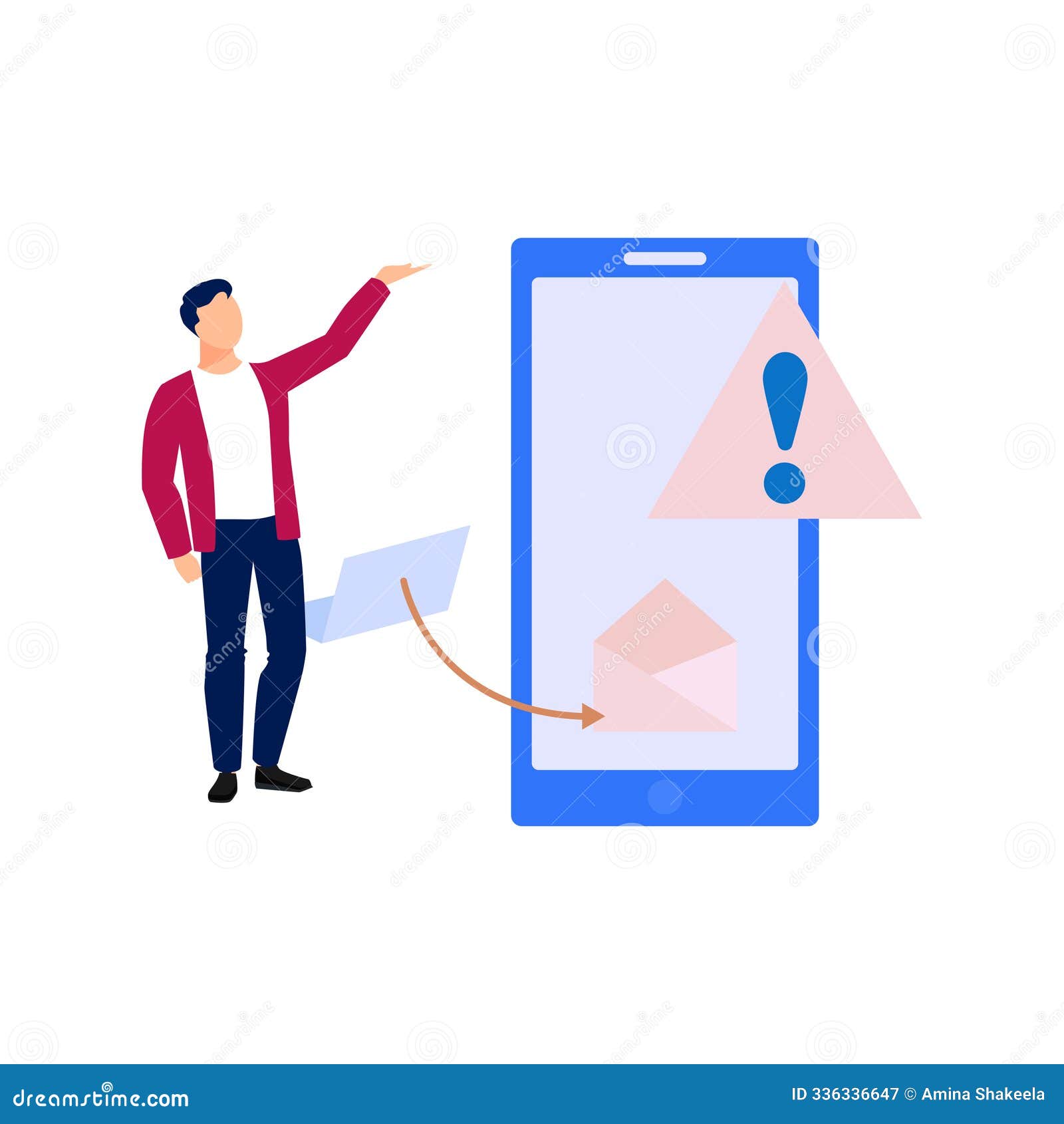 A Boy is Showing Warning for Mail Stock Illustration - Illustration of ...