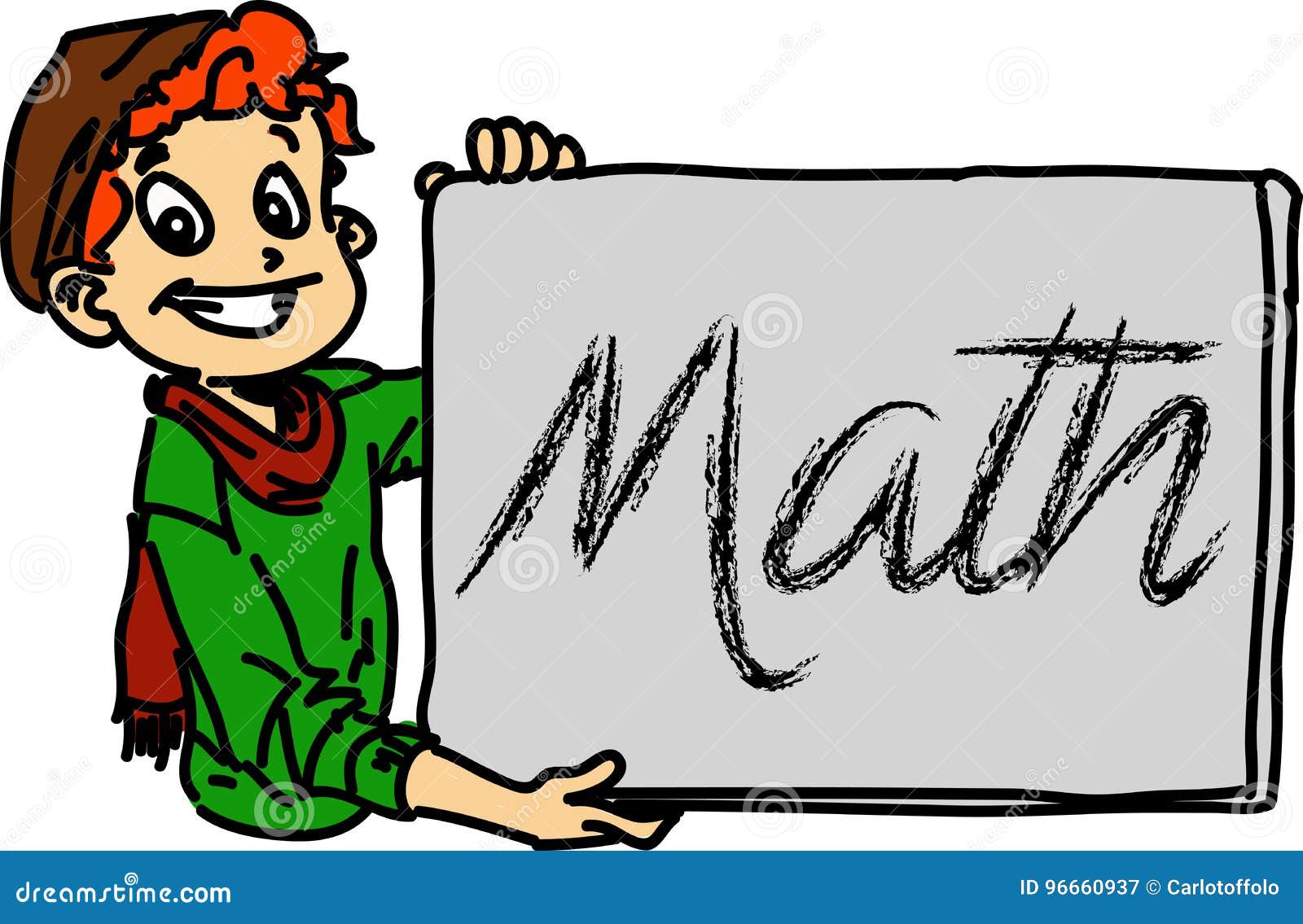 Boy Showing Whiteboard with the Write `Math` Stock Vector ...