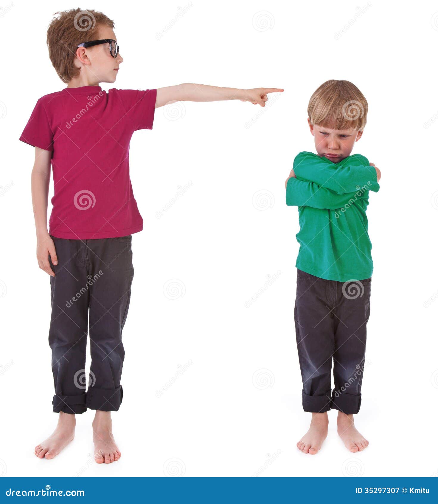 Boy Showing Who Is Guilty Royalty Free Stock Photography - Image: 35297307