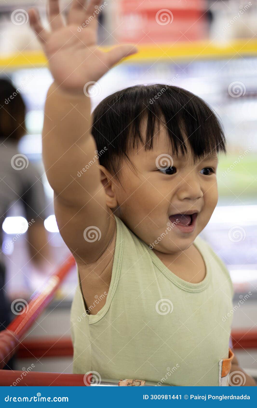 A Boy Shows a Gesture Stop stock image. Image of cute - 300981441